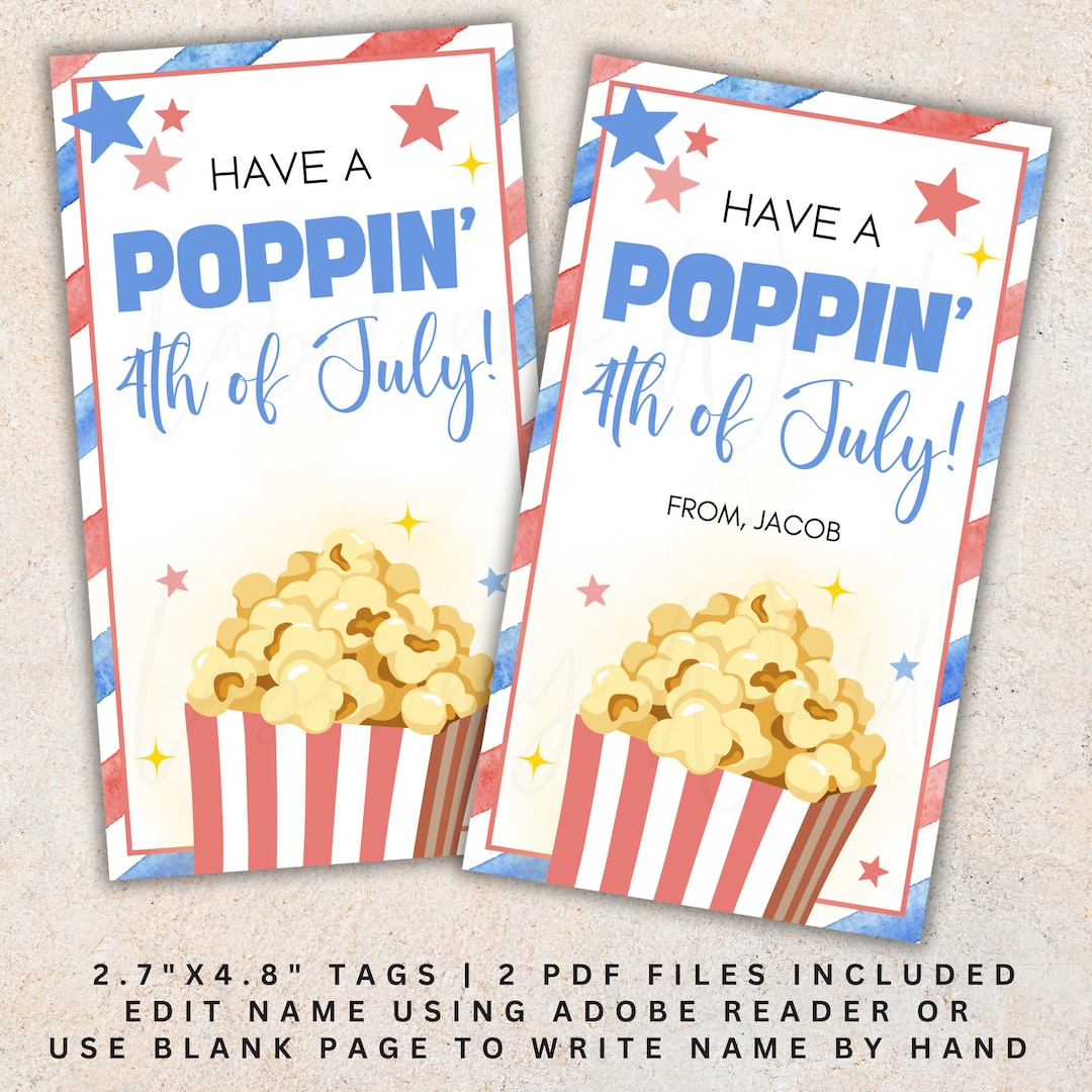 Printable Have a Popping 4th of July Gift Tag, Personalized ...