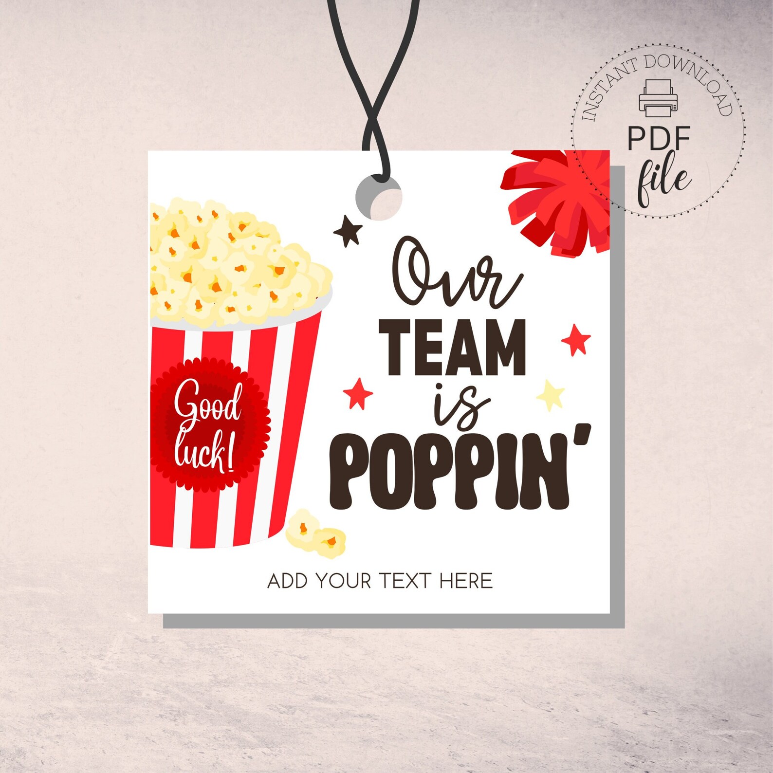 Printable Our Team is Poppin' Tags Personalized Cheer - Etsy