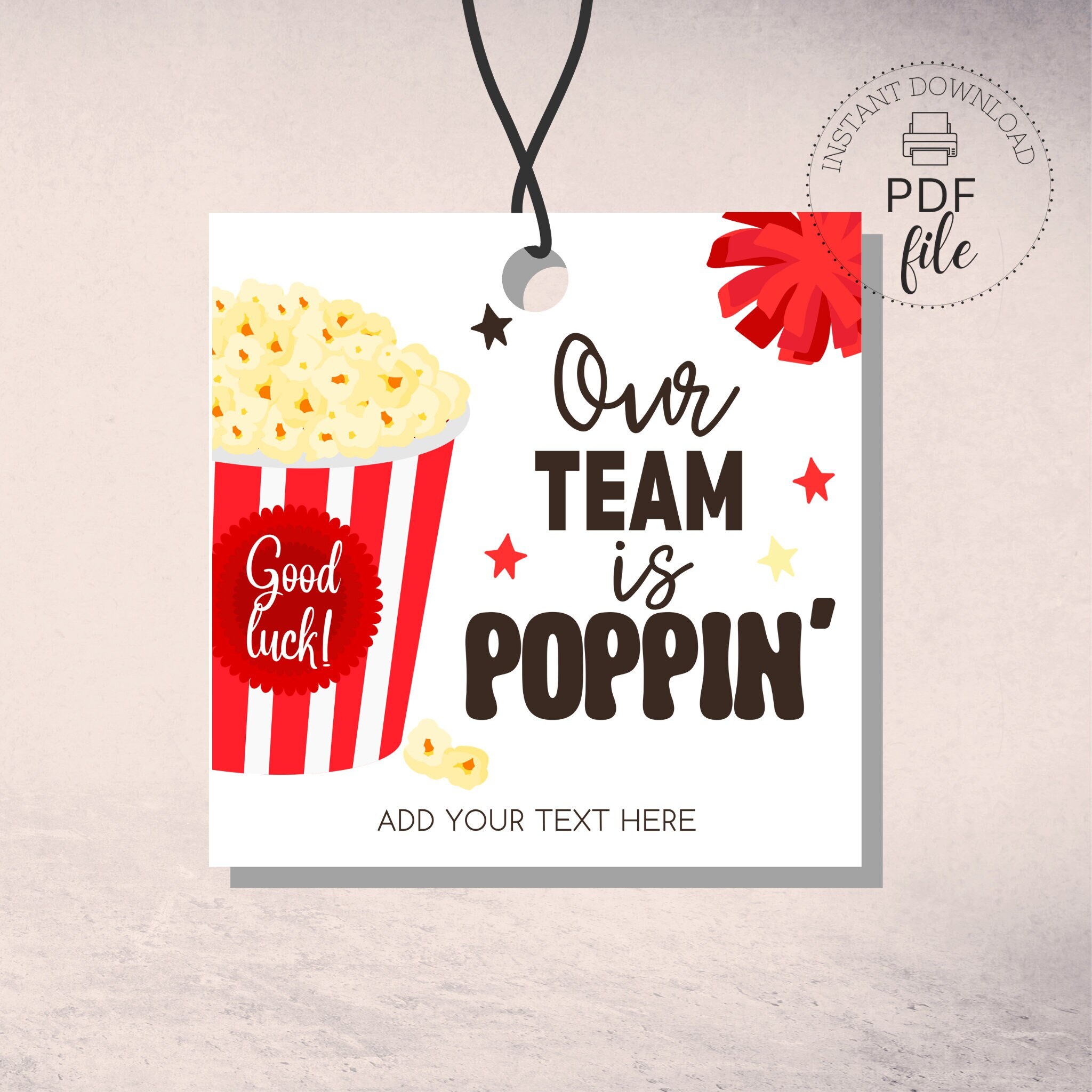 Printable Our Team is Poppin' Tags | Personalized Cheer Popcorn Team ...