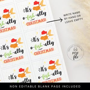Printable Christmas Goldfish Tag, It's O Fish Ally Christmas ...