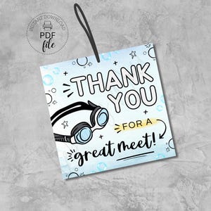 Printable Swim Team Tags, Thank You for a Great Meet Gift Tags ...