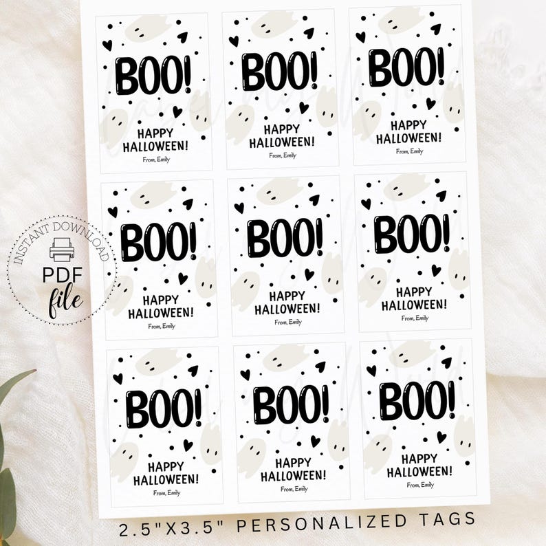 Printable Boo Happy Halloween Treat Tag, Ghost Trick or Treat ...