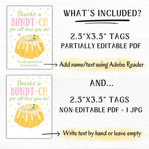 Printable Bundt Cake Appreciation Gift Tag, Thanks a Bundt-ch for All ...