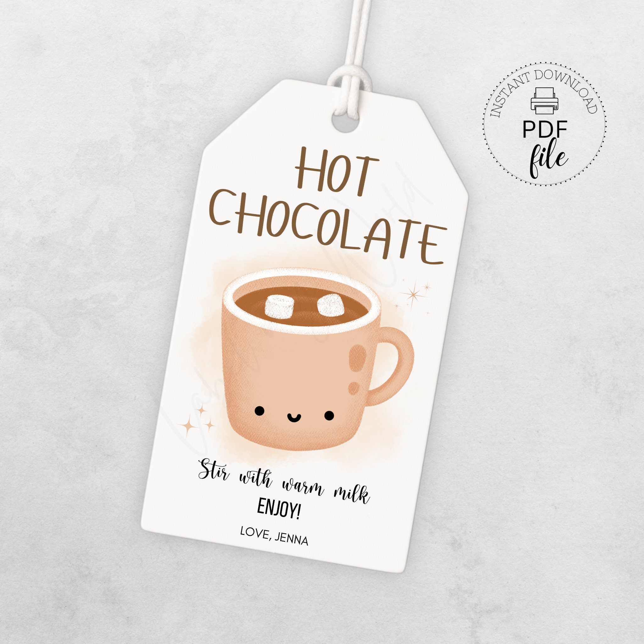 Printable Hot Chocolate Gift Tag, Personalized Holiday/fall/winter ...