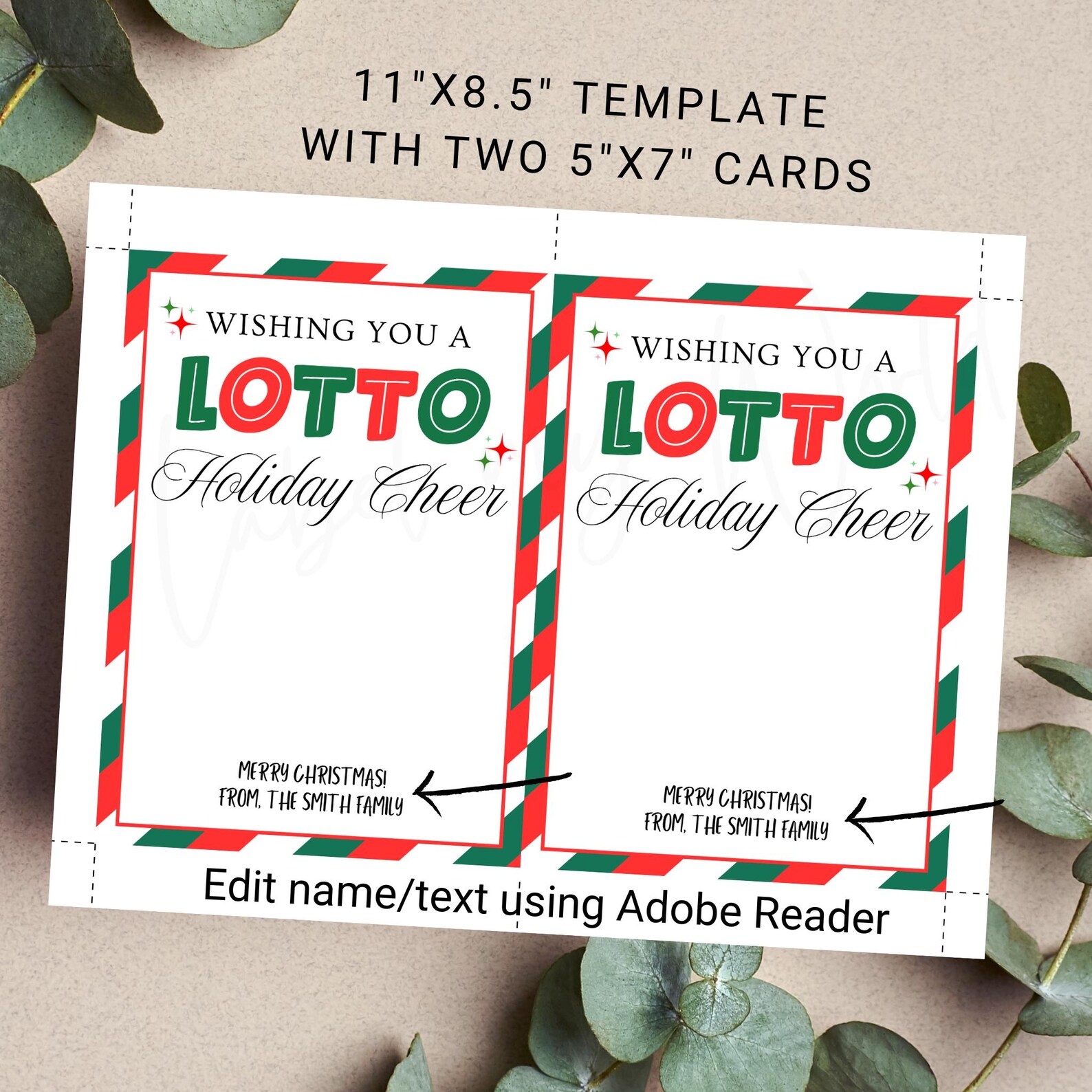 Printable Christmas Lottery Ticket Holder, Wishing You a LOTTO Holiday ...