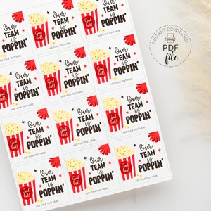Printable Our Team is Poppin' Tags | Personalized Cheer Popcorn Team ...