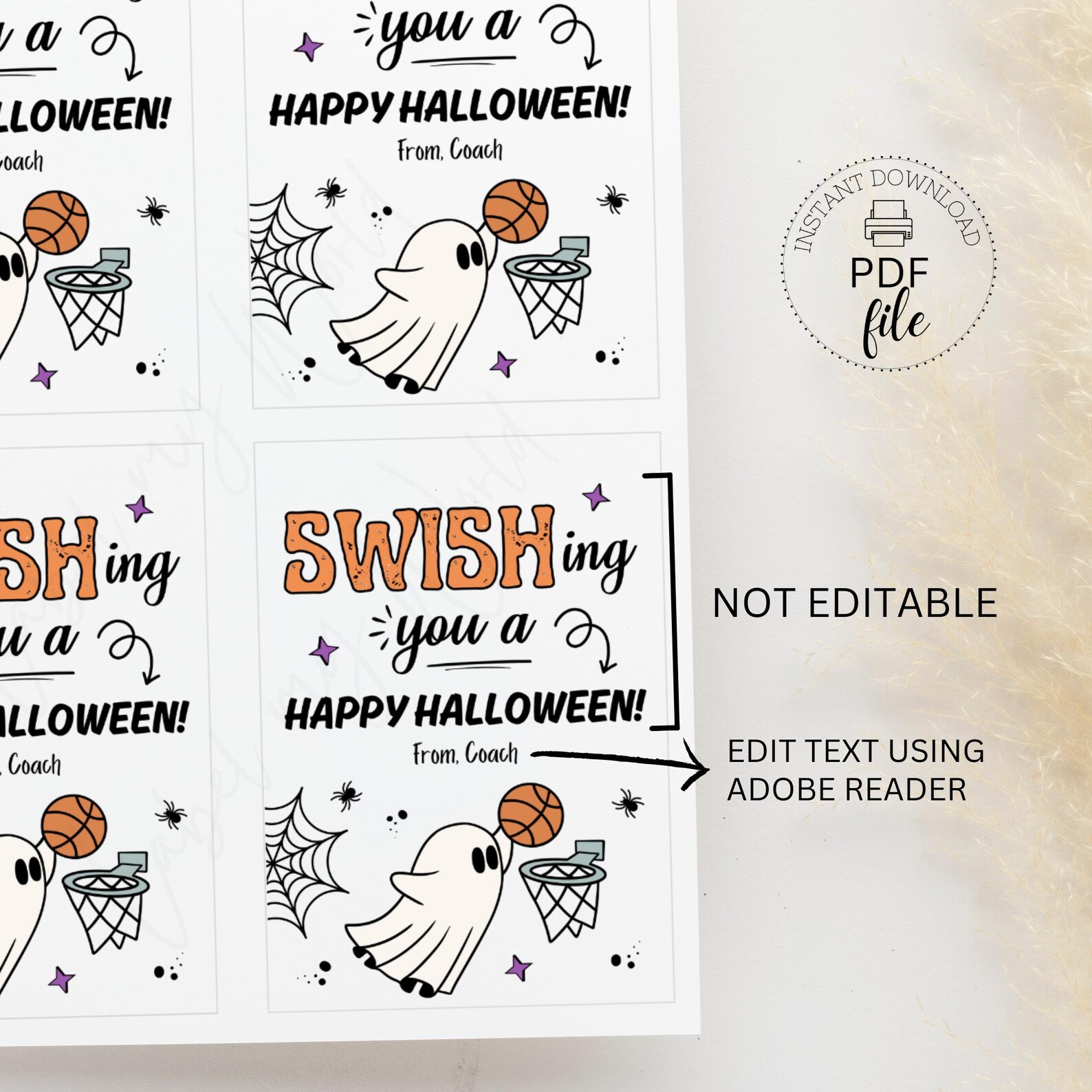 Swish-ing You a Happy Halloween Gift Tag, Basketball Team Game Day ...
