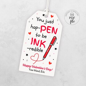 Printable Valentines Pen Gift Tag, Non-candy Personalized You Just Hap ...