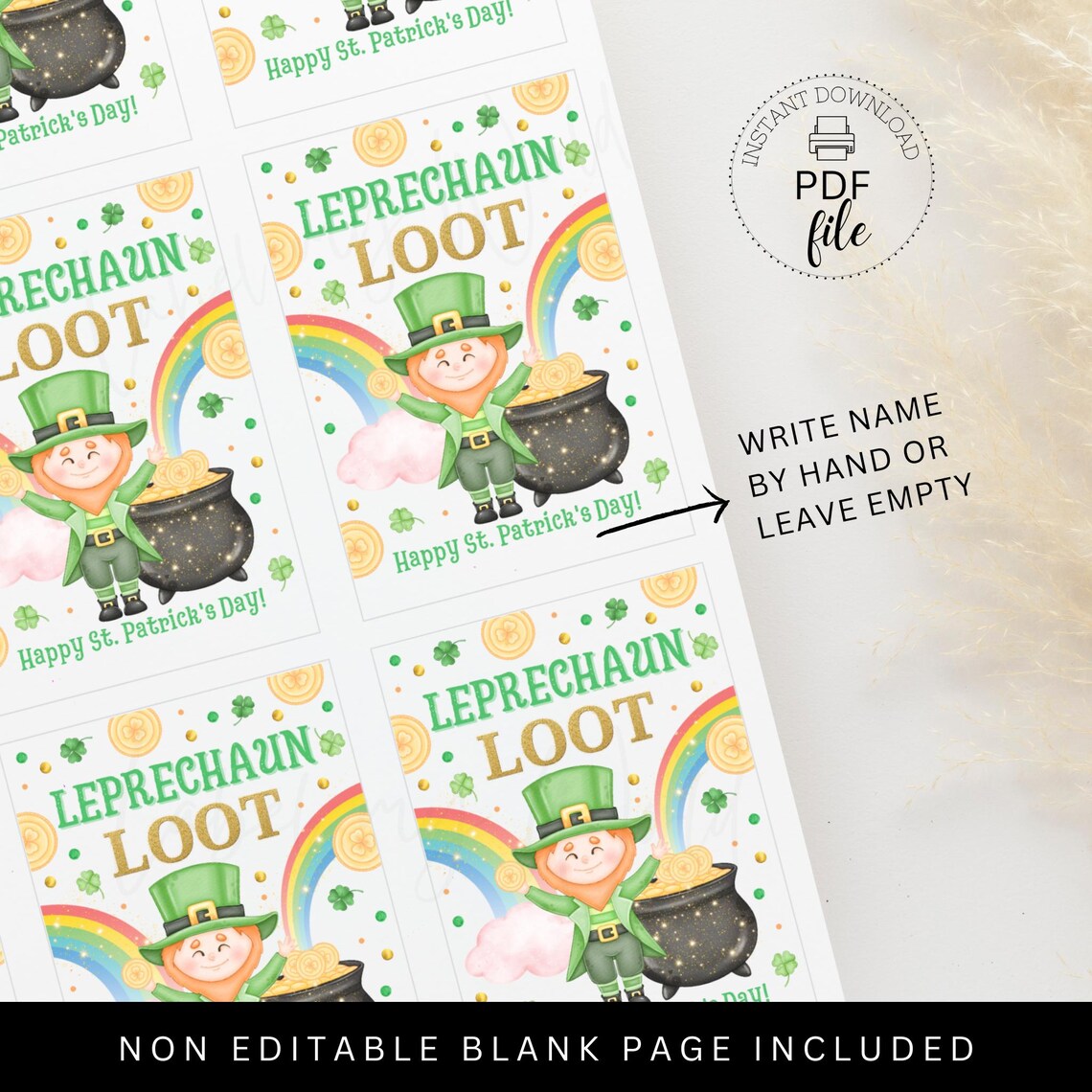 Printable Leprechaun Loot Gift Tag, Happy St Patricks Day Personalized ...