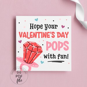 Printable Ring Candy Tag, Hope Your Valentine's Day Pops With Fun ...