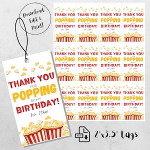 Thank You for Popping by My Birthday Personalized Tags | Printable ...
