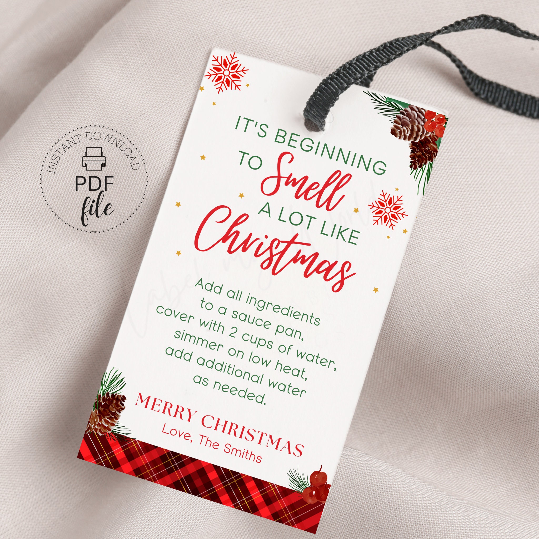 Stovetop Potpourri Christmas Gift Tag Printable Holiday Simmering ...