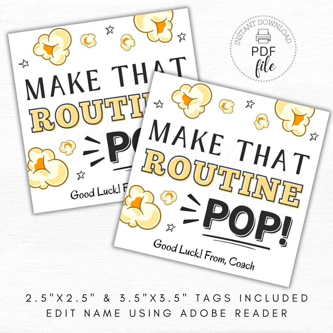 Printable Popcorn Good Luck Gift Tag, Make That Routine Pop ...