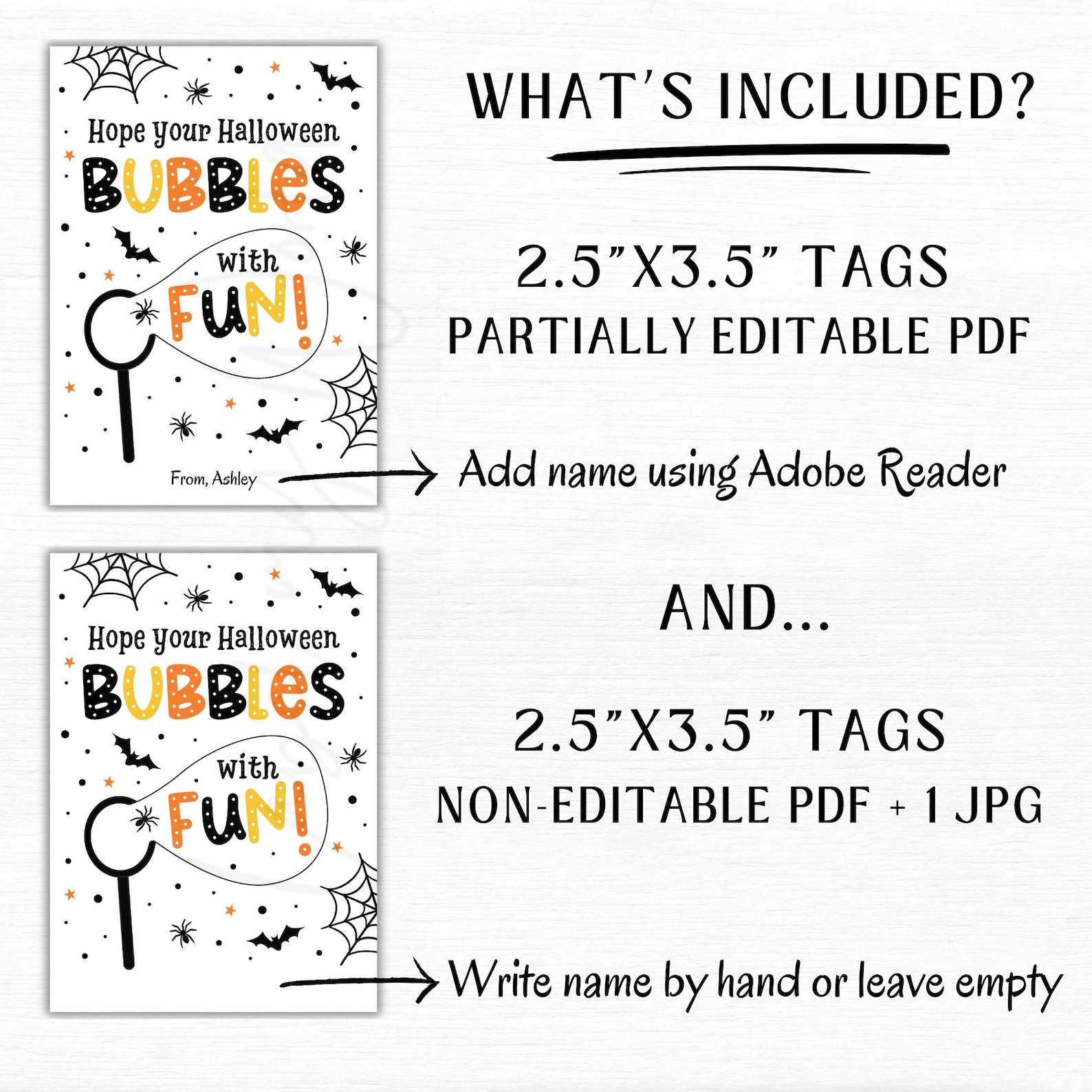 Printable Hope Your Halloween Bubbles With Fun Treat Tag, Personalized ...