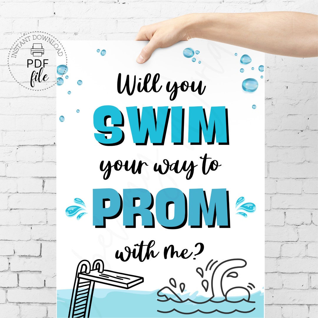 Printable Swimming Promposal Sign, Will You Swim Your Way to PROM With ...