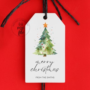 Merry Christmas Gift Tag | Printable Christmas Tree Favor Tag ...