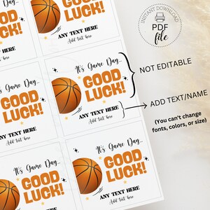 Basketball Good Luck Printable Tags | Personalized Cheer Team Gift Tag ...