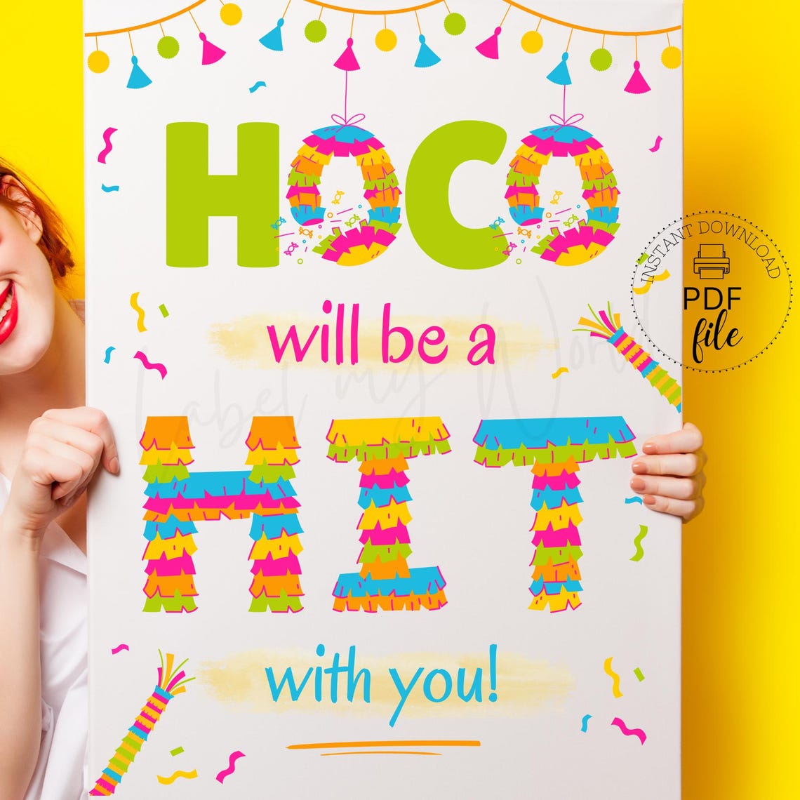Printable Piñata Homecoming Proposal Sign, HOCO Will Be a Hit With You ...