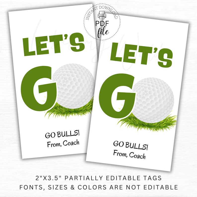 Golf Team Let's Go Tag | Printable Golf Ball Good Luck Game Day Snacks ...