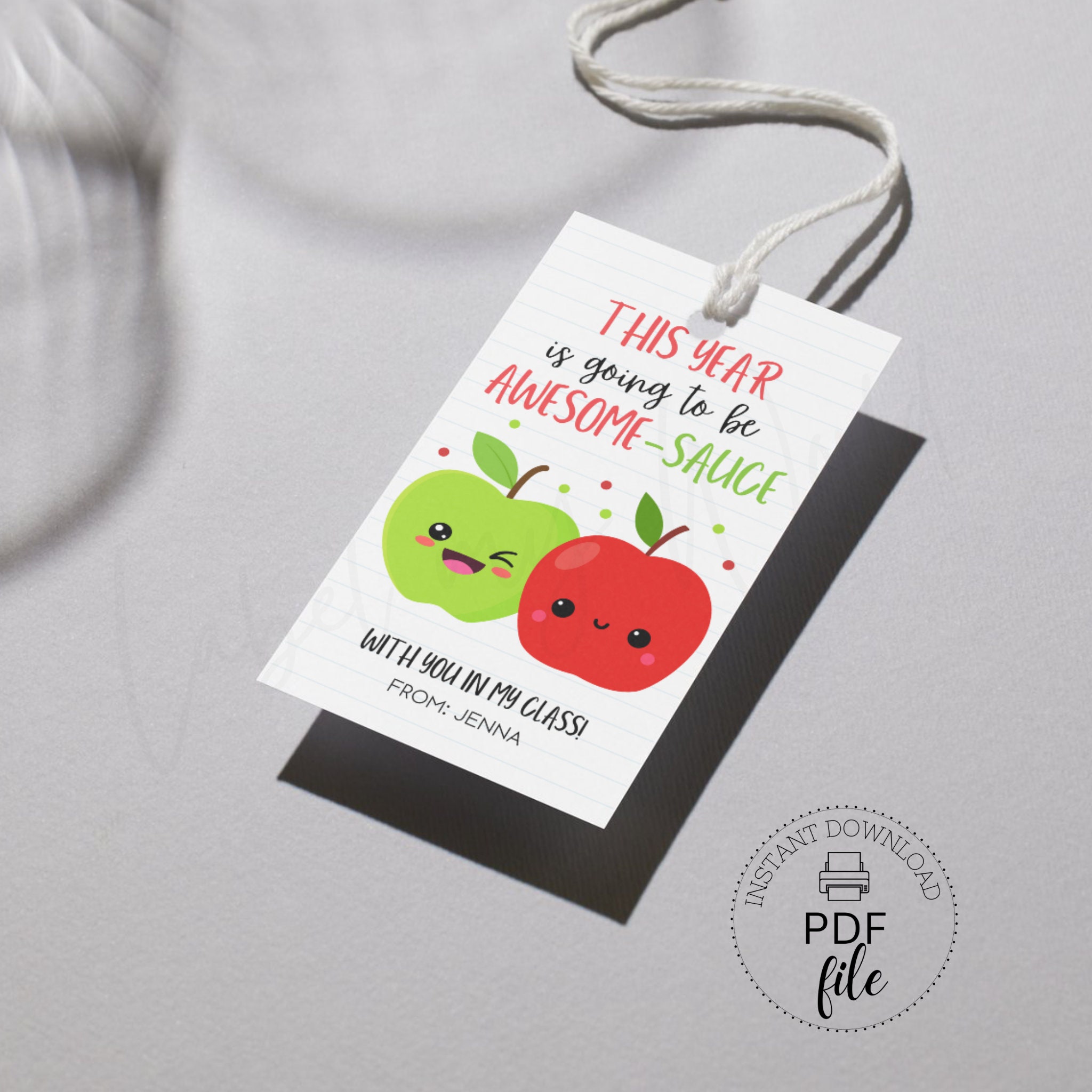 Printable Awesome-sauce School Year Gift Tag, Personalized Classroom ...
