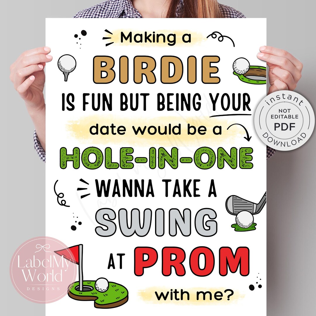Golf Player Promposal Sign, Printable Take a Swing at PROM Poster (PDF ...