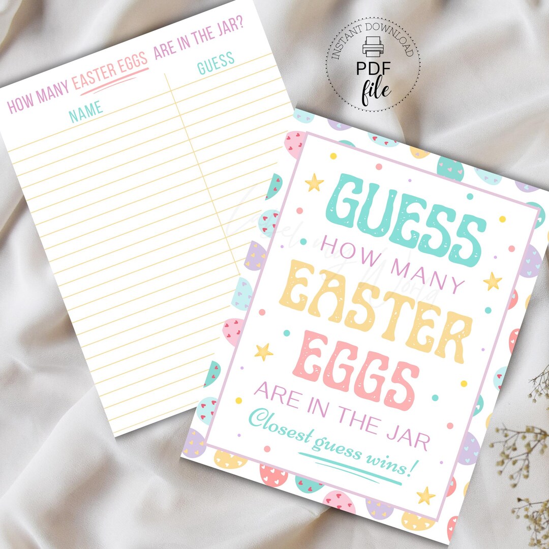 Printable Guess How Many Easter Eggs Are in the Jar Game Sheet + Guess ...