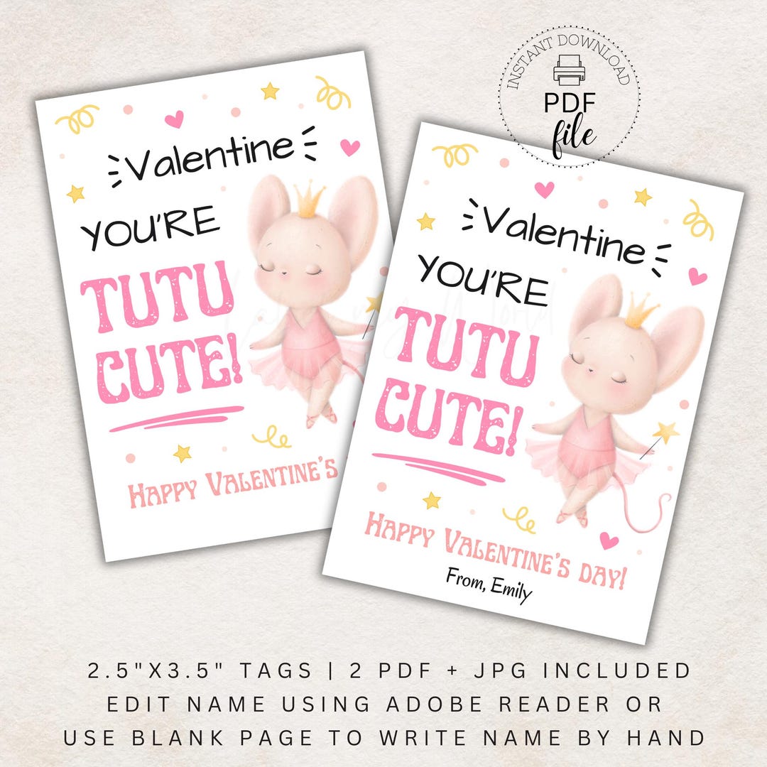Printable Ballerina Valentine's Day Gift Tag, Personalized Valentine ...
