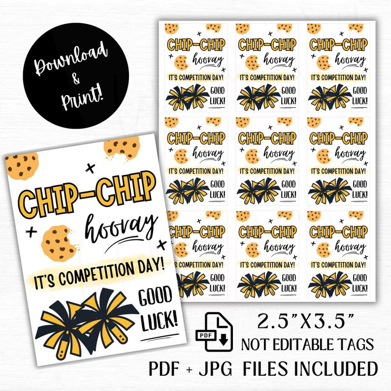 Printable Cookie Treat Tag, Chip Chip Hooray It's Competition Day Good ...
