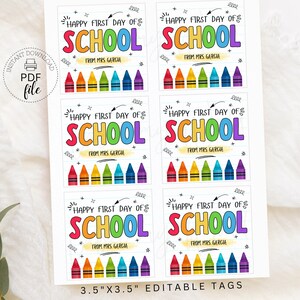 Happy First Day of School Tag Printable Teachers/students/school Staff ...