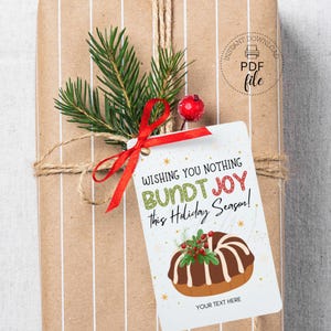 Printable Christmas Bundt Cake Treat Tag, Personalized Wishing You ...