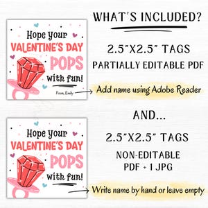 Printable Ring Candy Tag, Hope Your Valentine's Day Pops With Fun ...