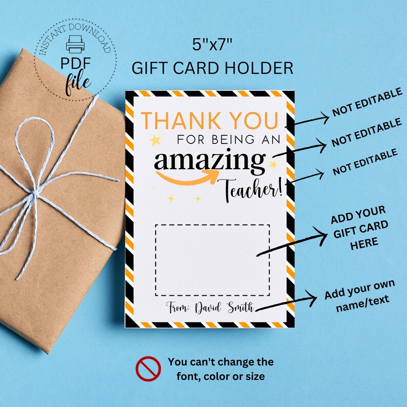 Amazon Gift Card Holder Template Printable Thank You for - Etsy