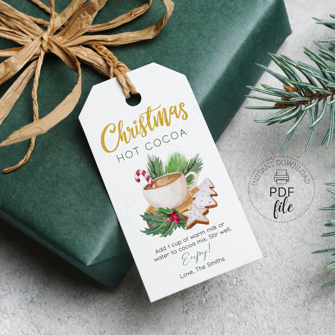 Christmas Hot Cocoa Treat Tags, Printable Holiday Hot Chocolate Mix ...