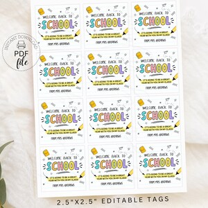Printable Welcome Back to School Gift Tag, Personalized Teacher ...