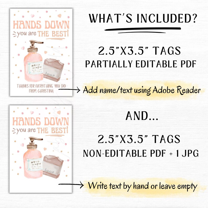 Printable Soap Appreciation Gift Tag, Hands Down You Are the Best ...