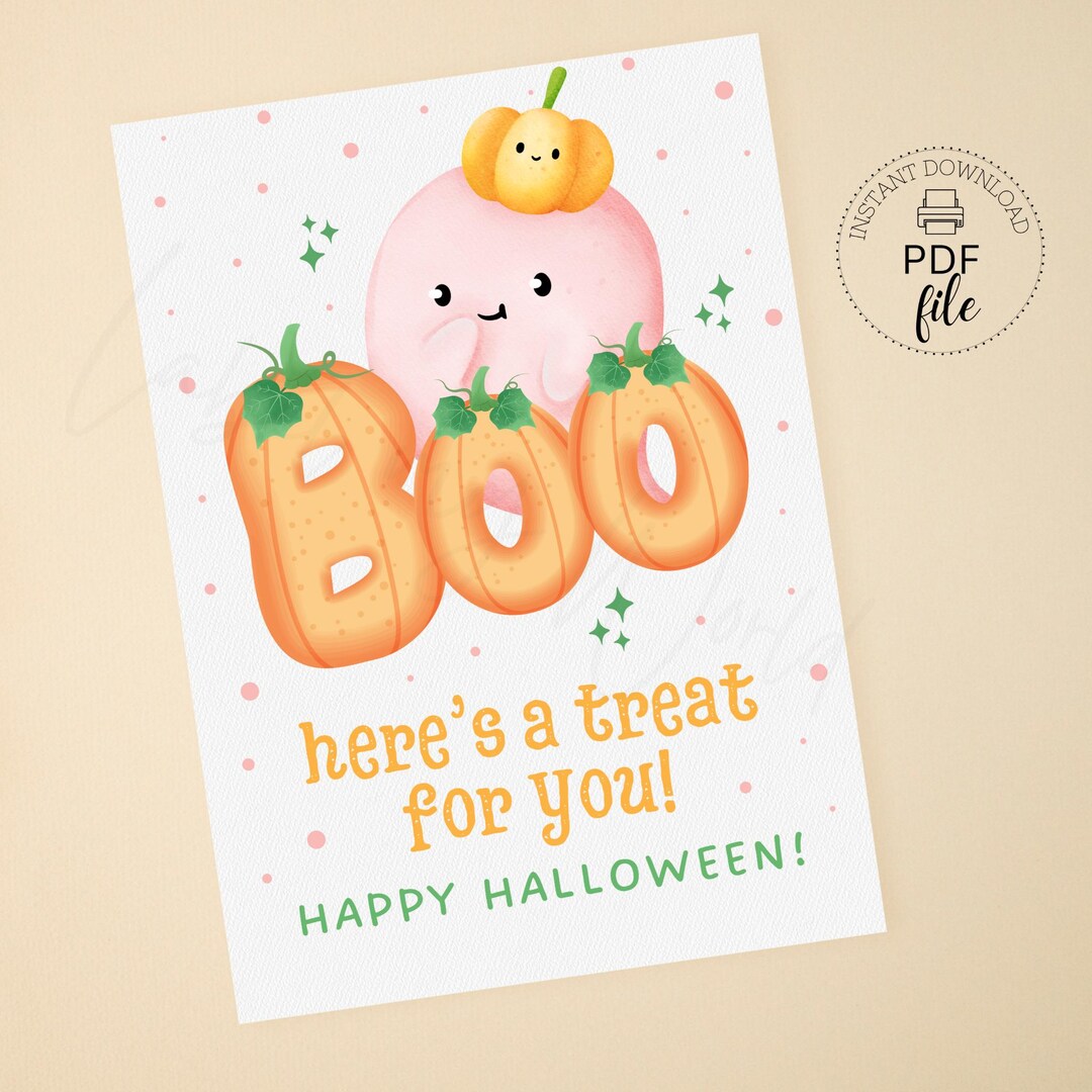 Printable Halloween Boo Gift Tags, Here's a Treat for You 2.5x3.5 Tag ...