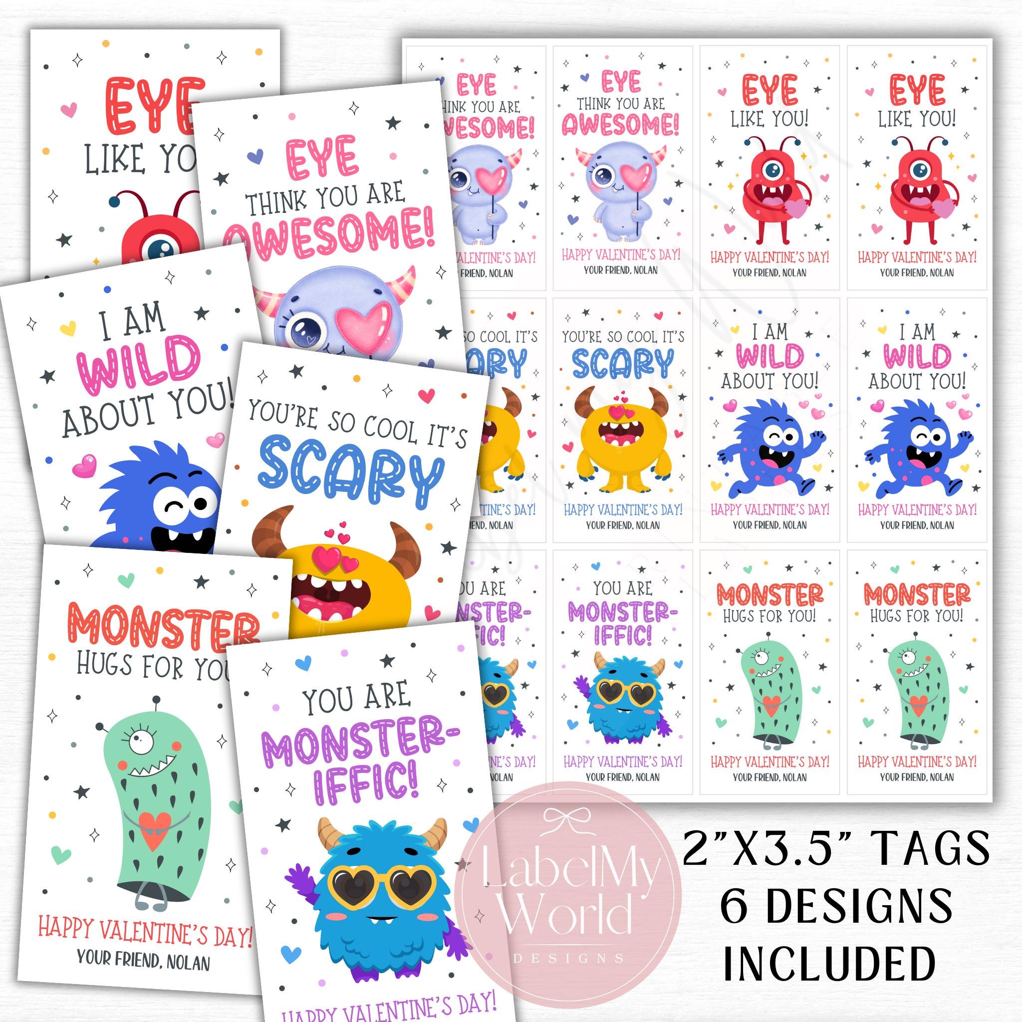 Printable Monster Valentine Cards, Classroom Monster Valentine's Day ...