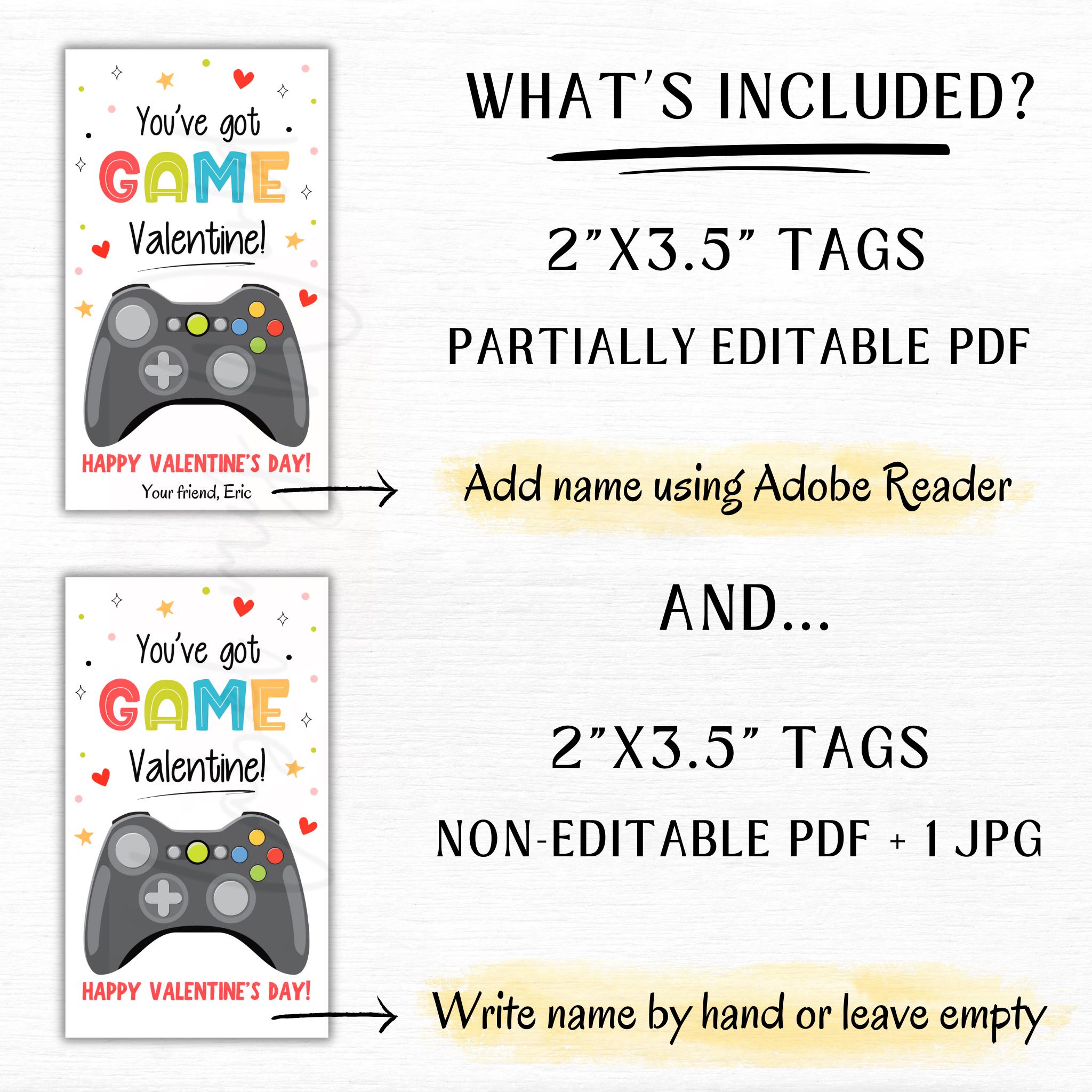 Printable Valentine Video Game Gift Tag, Personalized You've Got Game ...