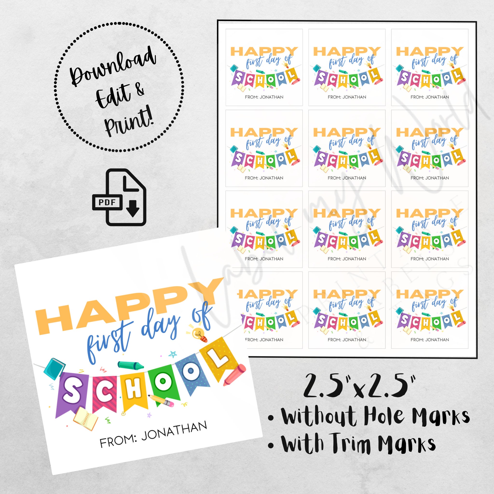 Happy First Day of School Tag Printable - Etsy