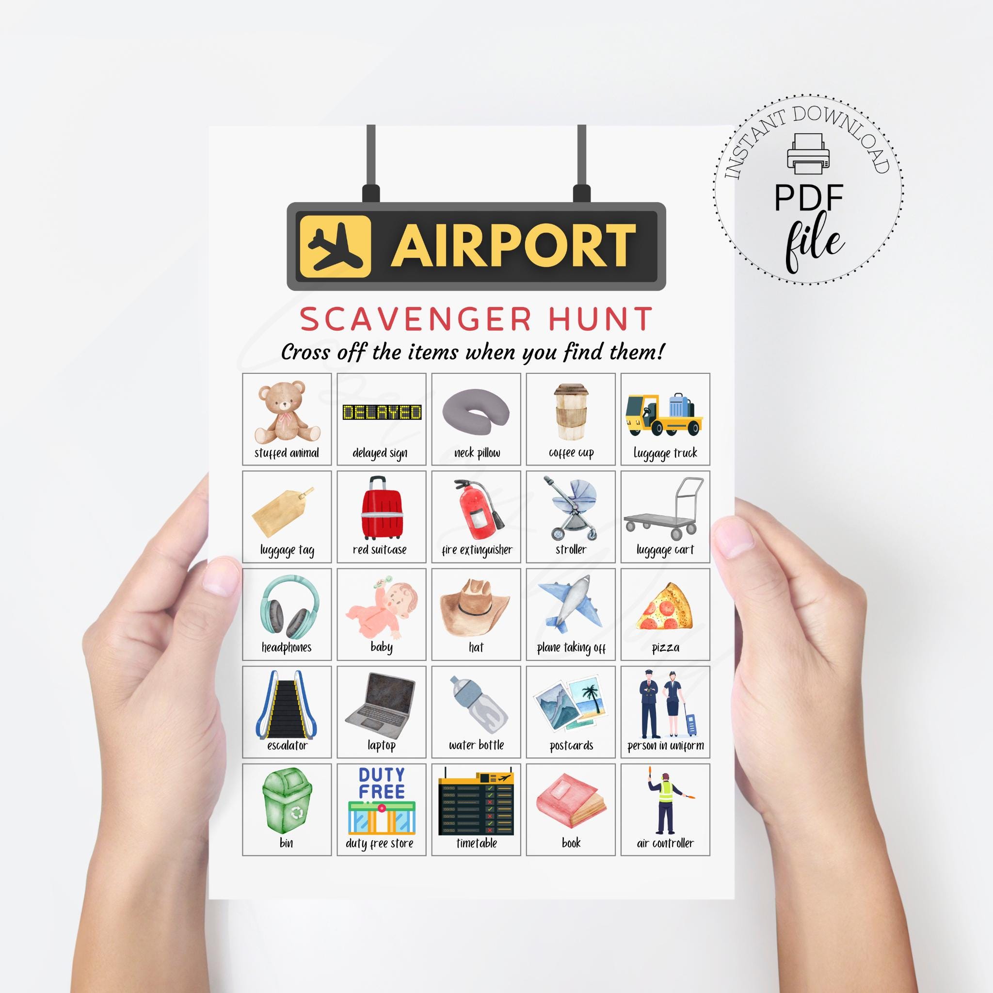 Printable Airport Scavenger Hunt, Holiday Vacation Treasure Hunt for ...