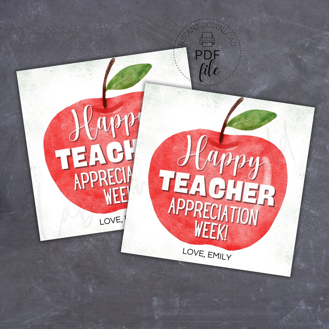 Printable Happy Teacher Appreciation Week Gift Tag, Teacher ...
