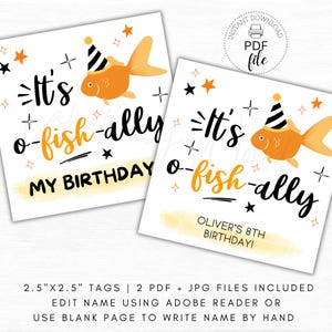 Printable Birthday Goldfish Gift Tags, Personalized It's O Fish Ally My ...