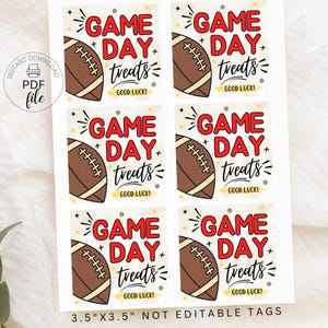 Printable Football Game Day Tag, Game Day Treats Good Luck Gift Tags ...