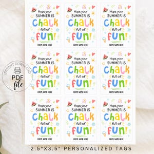 Printable Chalk Summer Gift Tag, Hope Your Summer is Chalk Full of Fun ...