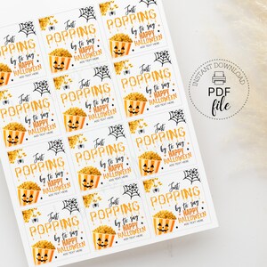 Printable/editable Just Popping by to Say Happy Halloween Gift Tags ...