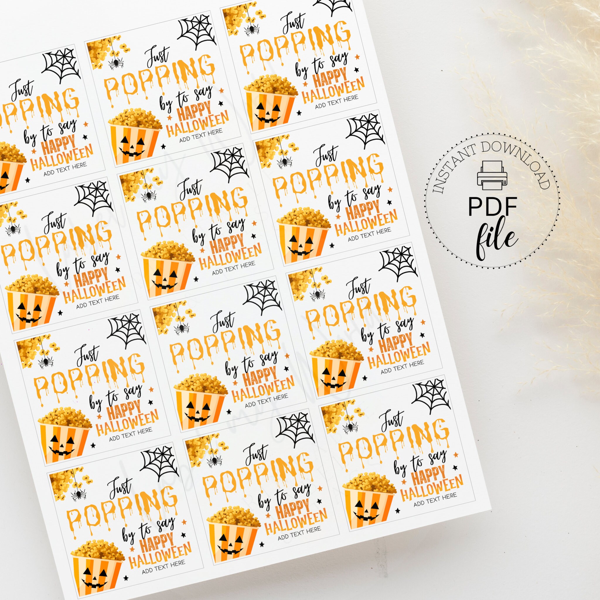 Printable/editable Just Popping by to Say Happy Halloween Gift - Etsy