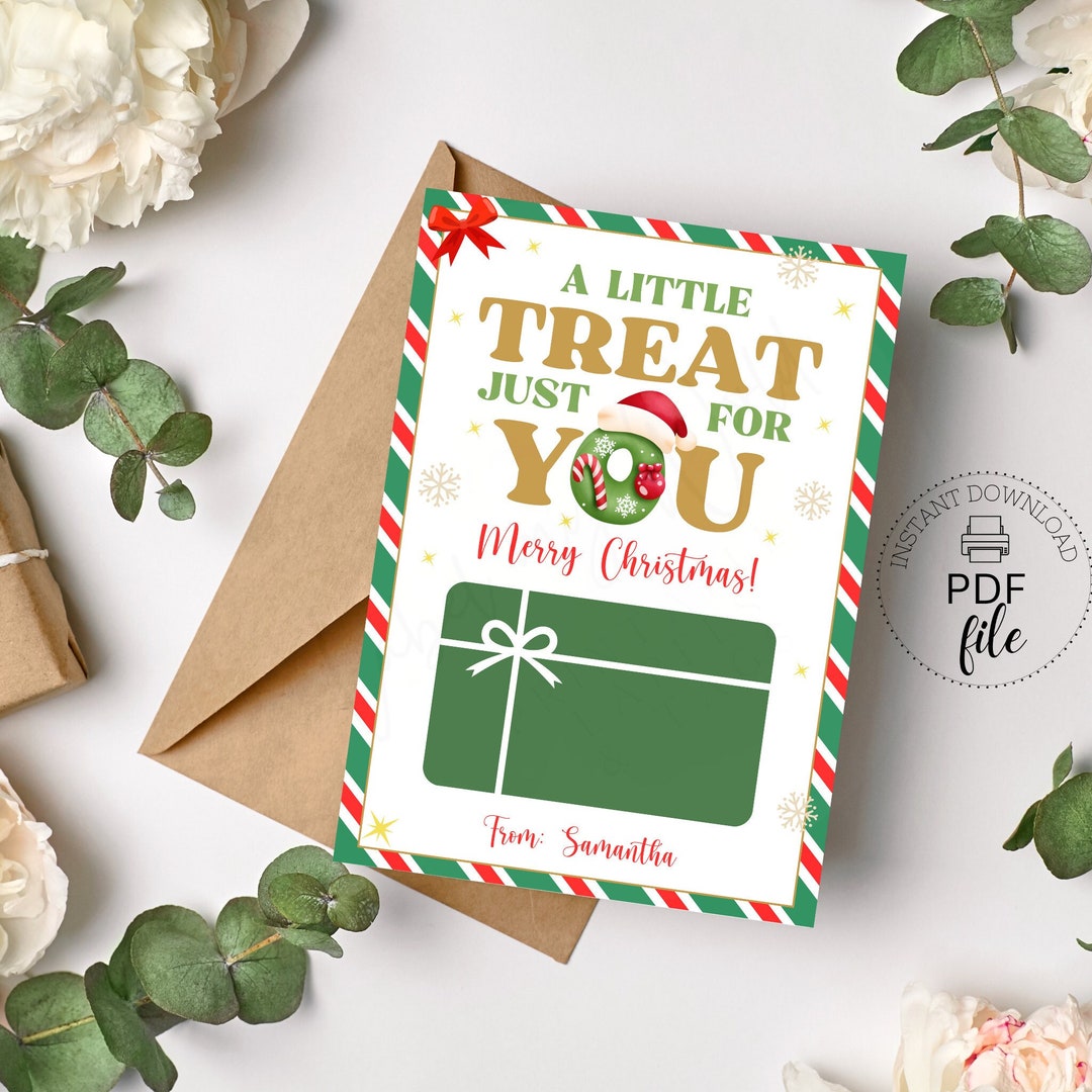 Printable Christmas Treat Gift Card Holder Template | A Little Treat ...