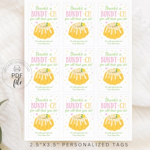 Printable Bundt Cake Appreciation Gift Tag, Thanks a Bundt-ch for All ...