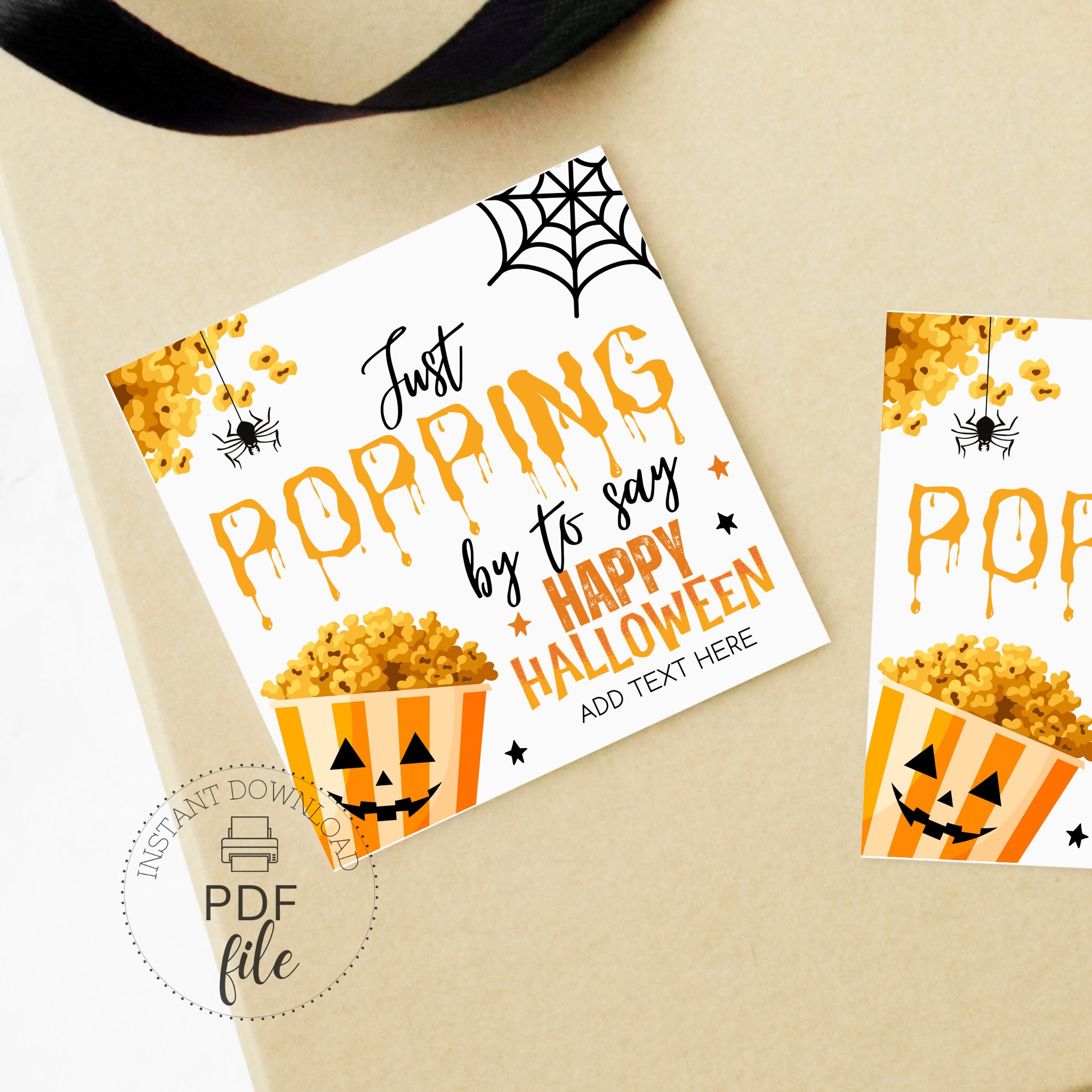 Printable/editable Just Popping by to Say Happy Halloween Gift - Etsy