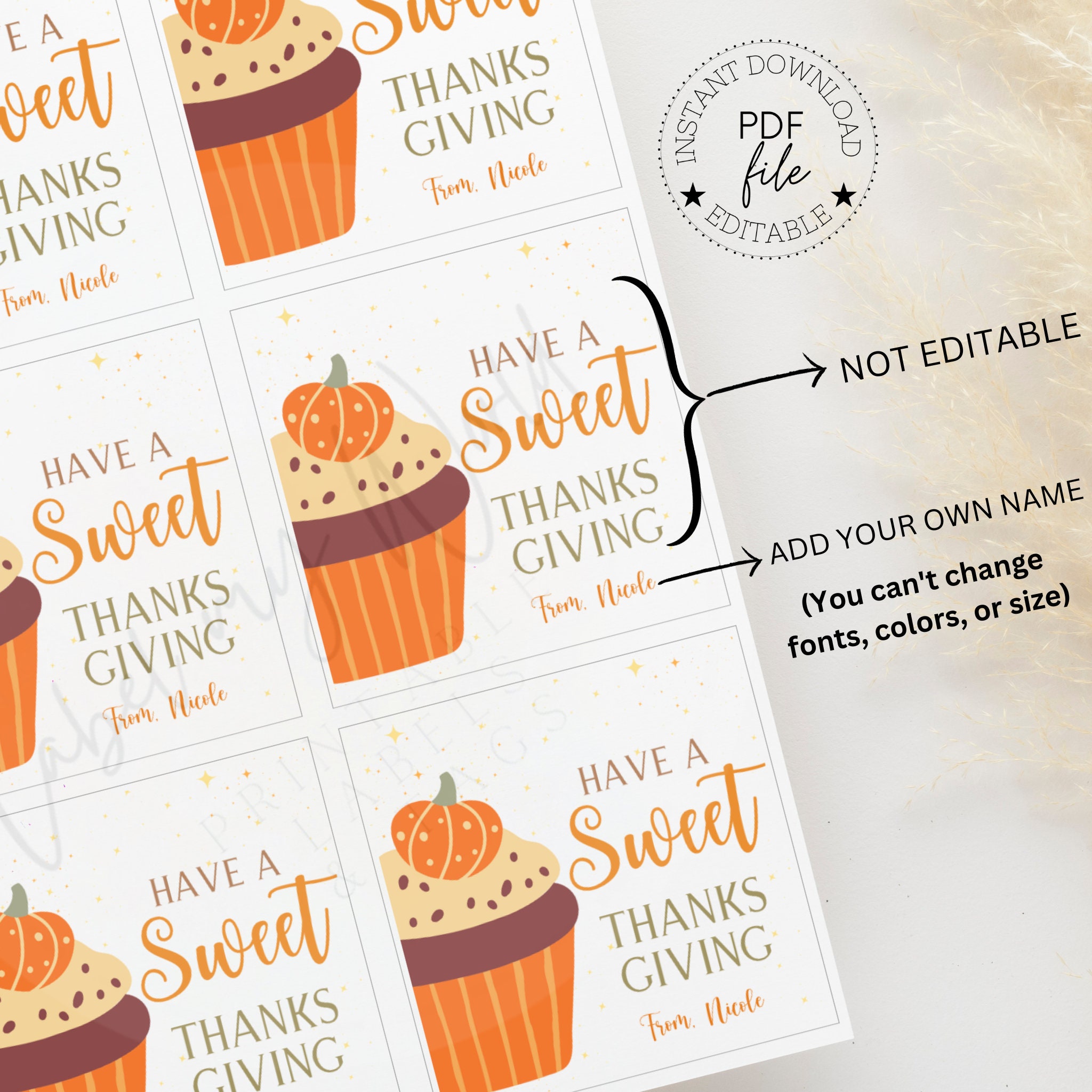 Have a Sweet Thanksgiving Appreciation Treat Tag Printable - Etsy